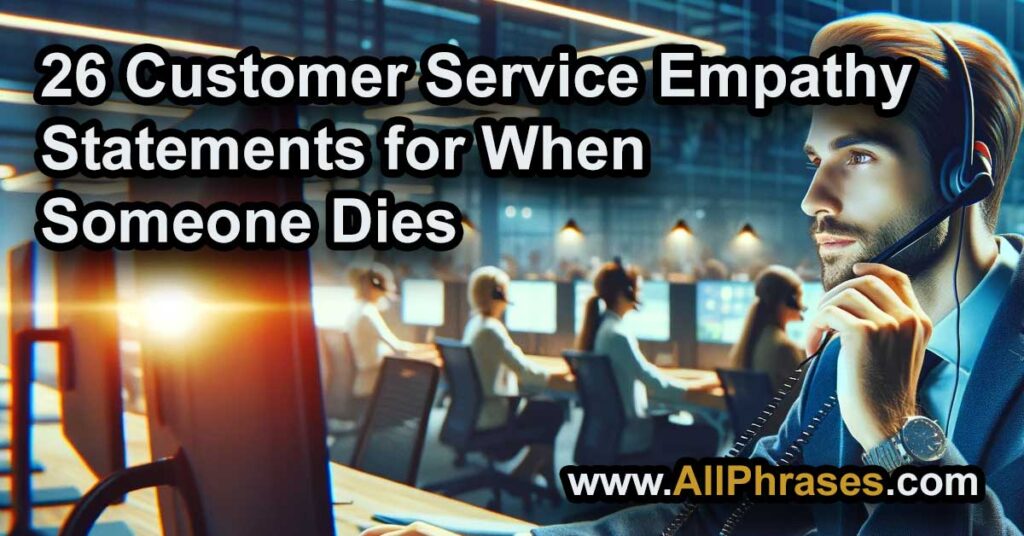 26 Customer Service Empathy Statements for When Someone Dies - All Phrases